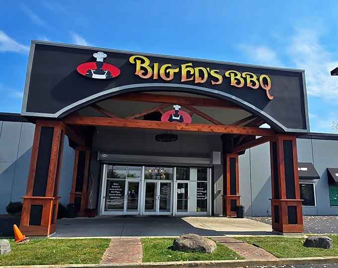 That orange archway isn't just decoration, it's a beacon calling you home to barbecue bliss.