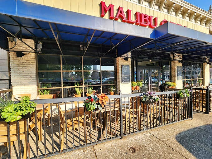 That blue awning on Kirkwood Avenue is your beacon to seafood excellence in the heart of Indiana.