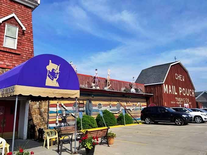 That bright blue and yellow exterior isn't just a building, it's a beacon calling seafood lovers home.