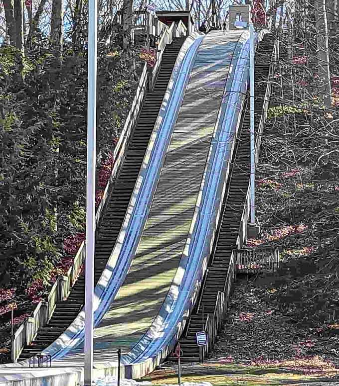 The Ice Toboggan Run In Ohio That Hits Speeds Of 50 MPH