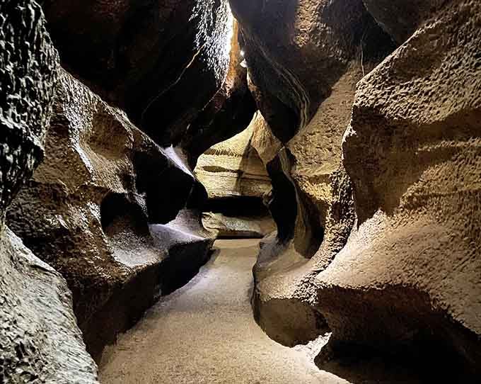 Narrow passages carved by patient water over millennia, proving that slow and steady really does win the race.