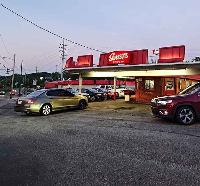 Classic drive-in vibes meet modern hunger at this Akron institution where the parking lot fills up faster than a concert venue.