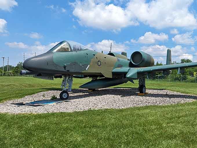 This powerful A-10 Warthog is standing guard on the grassy field at Grissom. What an absolute legend this aircraft is!