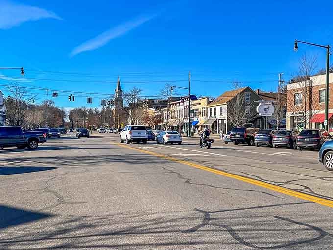 Downtown Granville spreads out before you like a Norman Rockwell painting, except the cars are newer and running.