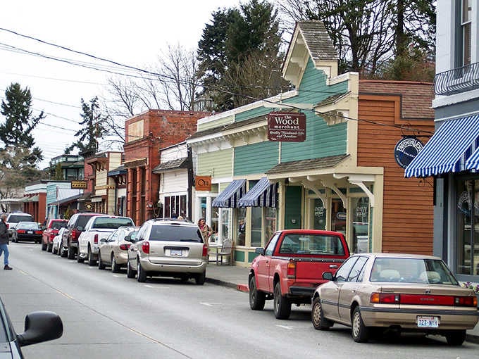 Historic storefronts line First Street like a postcard from a gentler era that somehow survived progress.