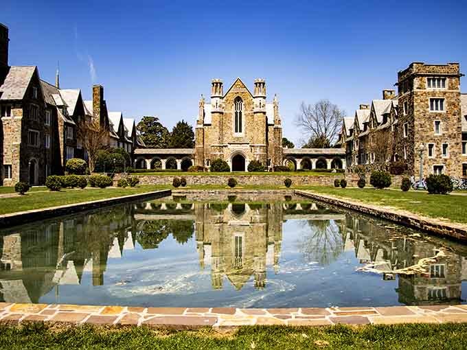 Gothic towers and reflecting pools that make you wonder if you accidentally drove to England instead of Georgia.