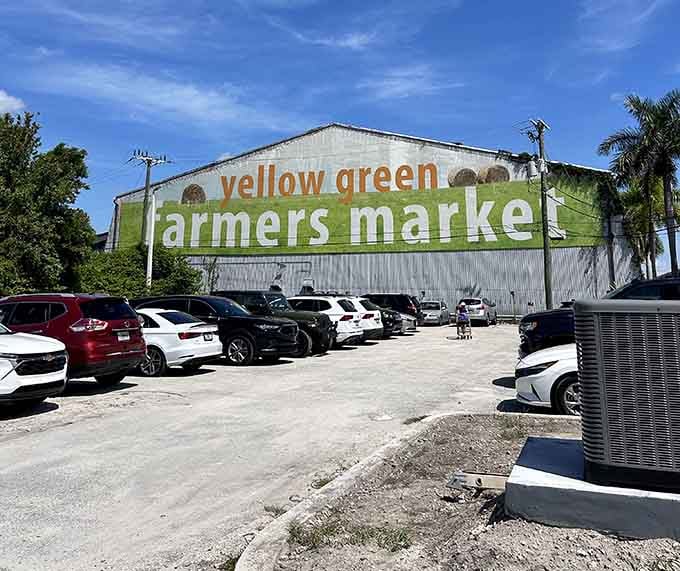 That giant green and yellow sign isn't just advertising, it's basically a beacon calling you to shopping paradise.