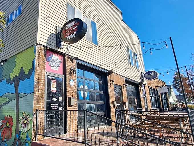 The colorful mural next door hints at the creativity waiting inside this unassuming sandwich sanctuary on the corner.