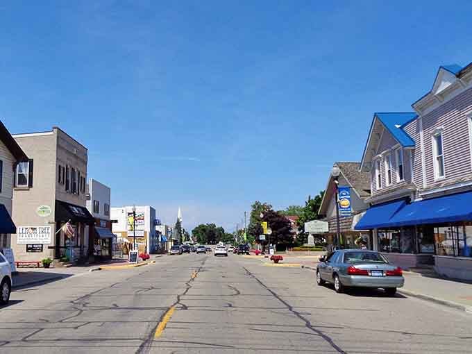 Main Street Caseville stretches out like a postcard from a simpler time, inviting you to slow down and stay awhile.