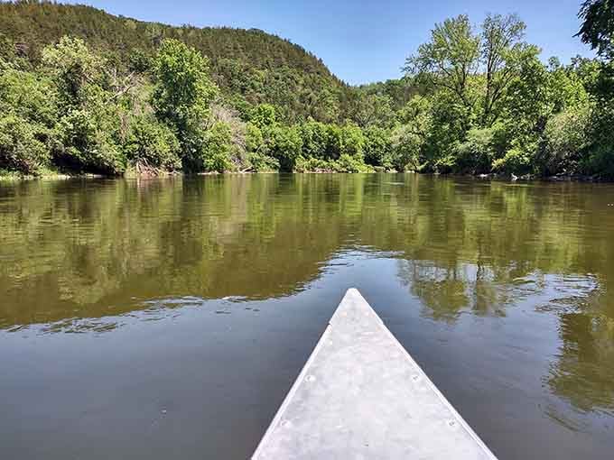 When the river reflects the bluffs like a mirror, you know Mother Nature's showing off again.