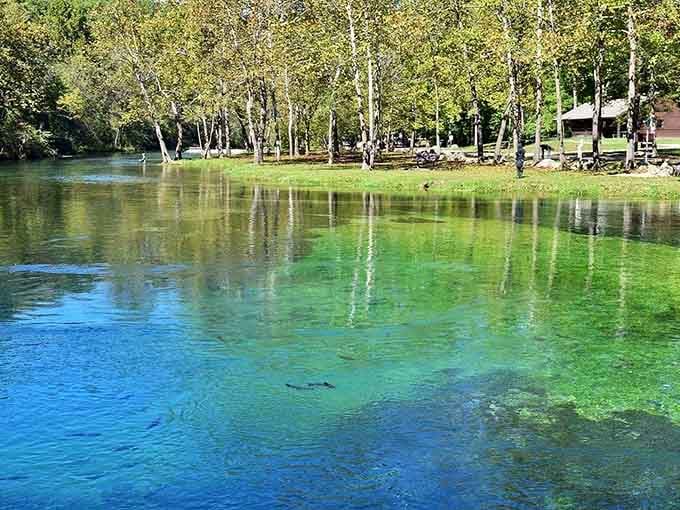 Water so clear you can count the trout from shore, like nature's own aquarium without the admission fee.