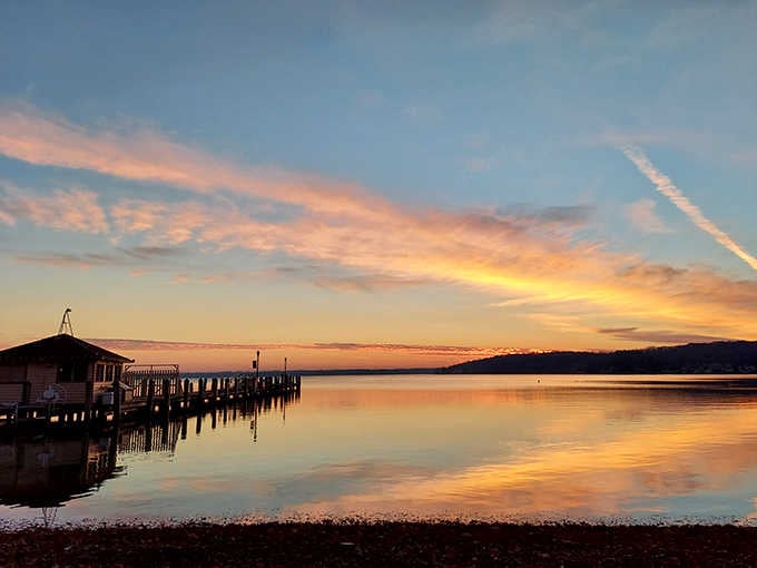 When the sky puts on a show like this, even the ducks stop to admire the view.