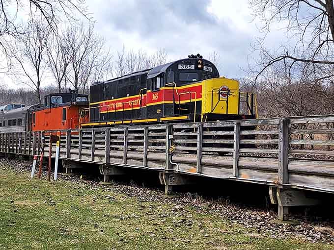 Bold stripes and classic lines make this diesel engine the James Dean of the railroad world.