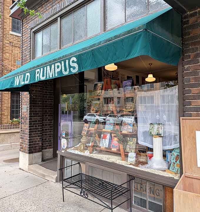 That turquoise awning beckons like a lighthouse for anyone who still believes in the magic of stories.