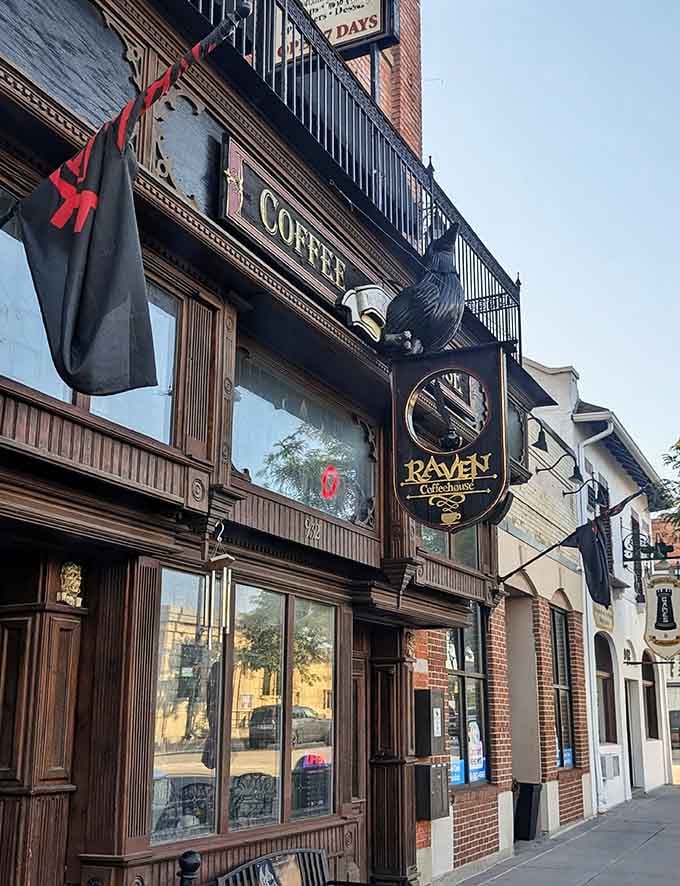 That historic storefront with the raven perched above isn't just for show&mdash;it's architectural poetry in wood and brick.