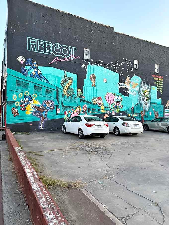 Every beloved video game hero from your childhood gathered on one wall, ready to welcome you back home.