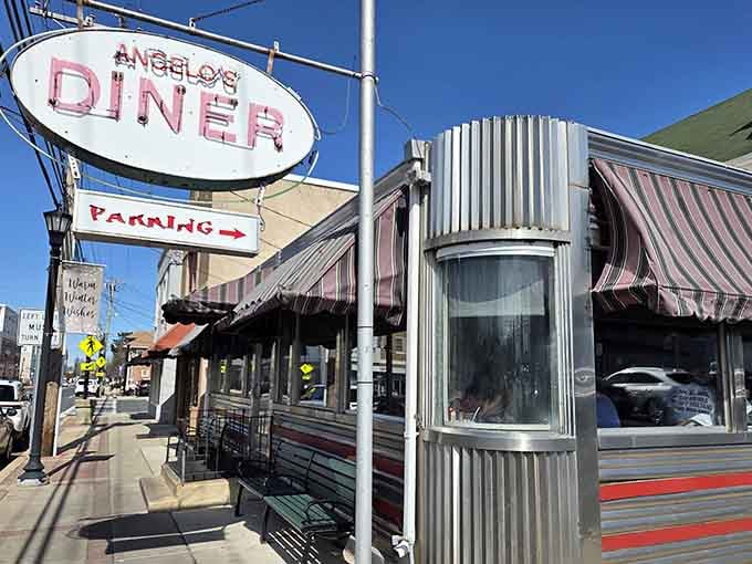 That classic diner exterior isn't just for show; it's a genuine time capsule on wheels that still serves breakfast.