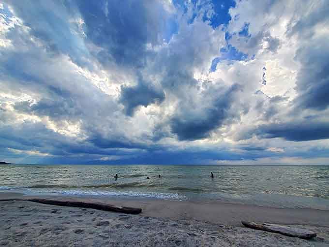 Storm clouds rolling in like a Renaissance painting come to life, reminding us that Lake Erie has serious dramatic range.