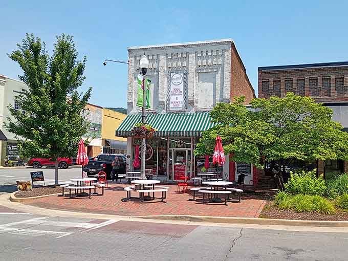 That green and white striped awning isn't just decoration&mdash;it's a portal to simpler times when soda fountains ruled.