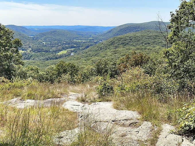 The Housatonic Valley spreads out below like Connecticut decided to show off a little bit.