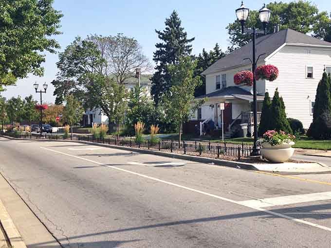 This is where small-town America gets it right: charming homes, flower baskets, and streets made for leisurely strolls.