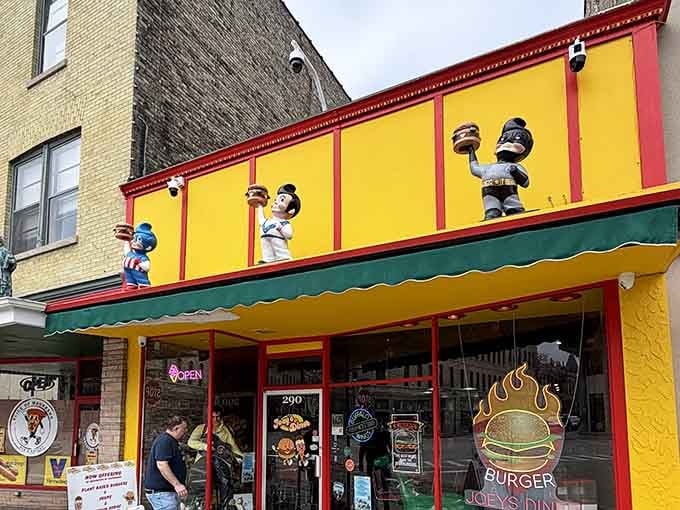 That yellow and red exterior isn't whispering – it's belting out "Happy Days" at full volume.