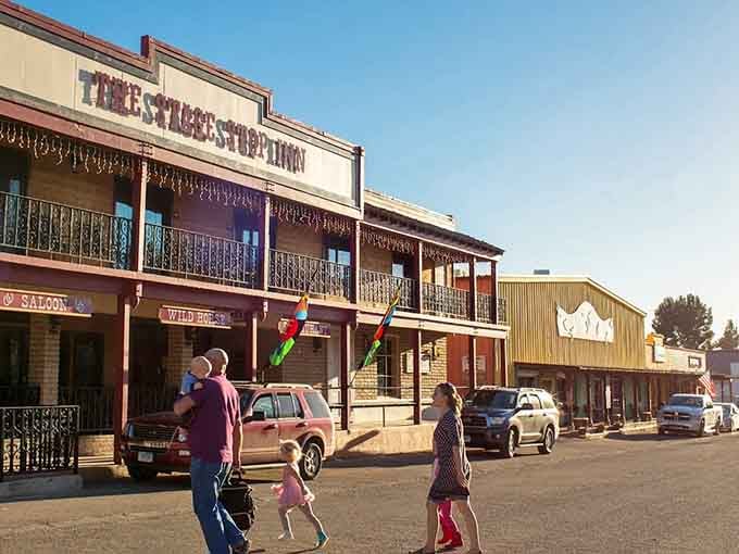 Families stroll past historic buildings where the Old West meets small-town charm, and nobody's in any particular hurry to get anywhere.