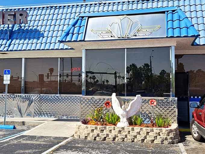 A decorative dove stands guard over this Clearwater gem, where good food and good vibes never sleep.