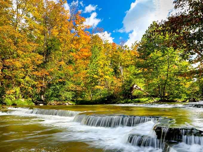 Framed by spring greenery, this waterfall proves that sometimes the best special effects don't require a Hollywood budget or CGI.