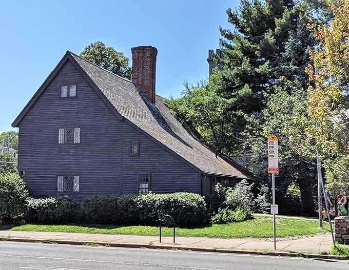 That ominous dark exterior isn't trying to win any cheerful curb appeal awards, and honestly, it shouldn't.