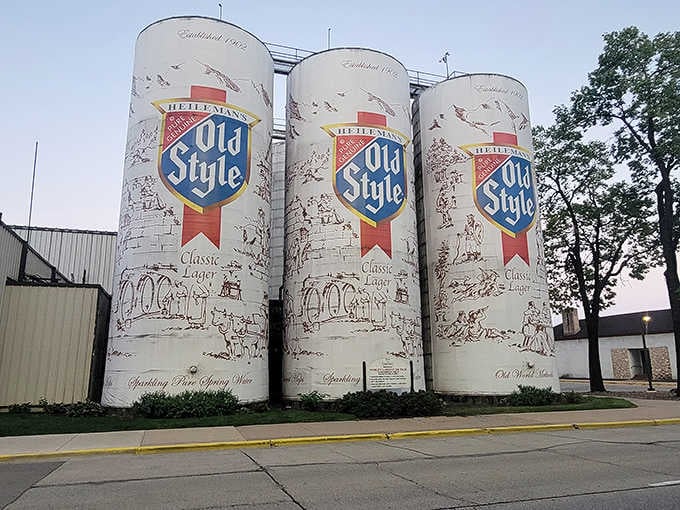 Seven stories of pure Wisconsin pride standing tall, these vintage-style Old Style cans make every beer lover smile wide.