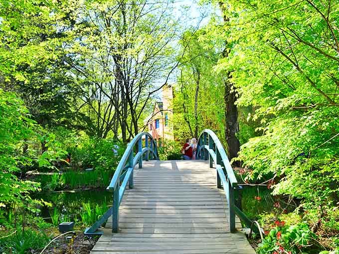 This arched bridge beckons you across like something from a storybook, minus the trolls but with way better scenery.