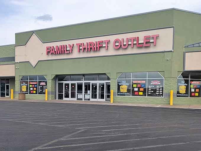The sign says "Family Thrift Outlet," but regulars call it something else: paradise.