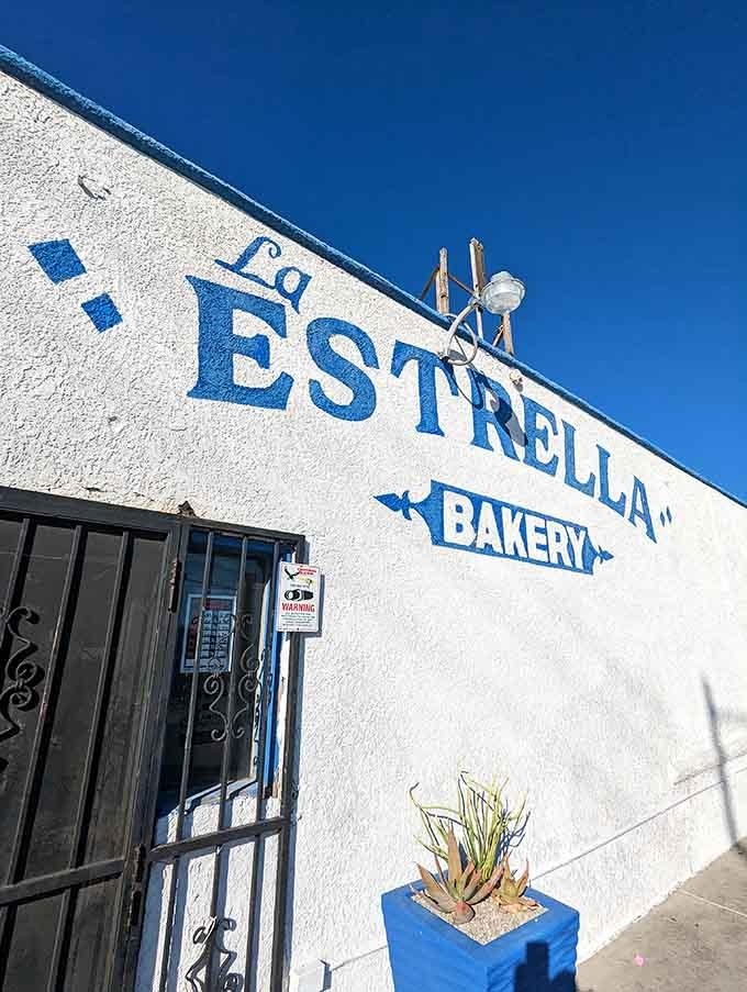 That cheerful blue and white exterior is your beacon to tamale paradise in the heart of Tucson.