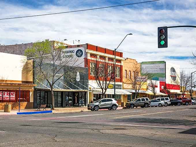 Angle parking and authentic architecture create a main street that feels refreshingly real, not recreated for tourists.