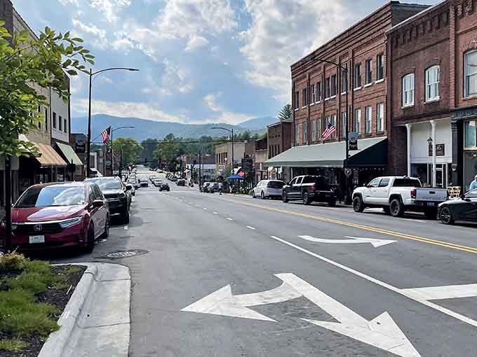 Downtown Brevard stretches before you like a vintage lover's dream, with mountains watching over every antique discovery you're about to make.