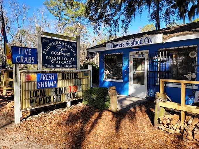 The bright blue exterior isn't just charming, it's a beacon calling seafood lovers from miles around to paradise.