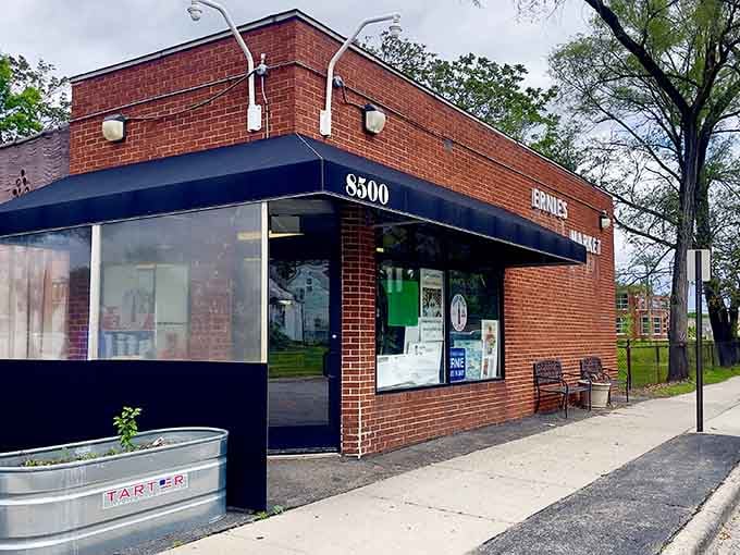 That brick exterior and classic awning tell you everything you need to know about what's waiting inside for your lunch break.