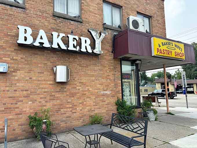 That vintage yellow signage isn't just charming, it's basically a beacon guiding you toward carbohydrate happiness and buttery salvation.