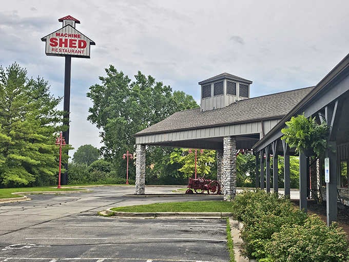 When a restaurant needs a barn-sized sign, you know the portions inside match the ambition.