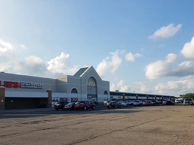 The storefront that promises adventure and savings in equal measure, beckoning bargain hunters from across Columbus.