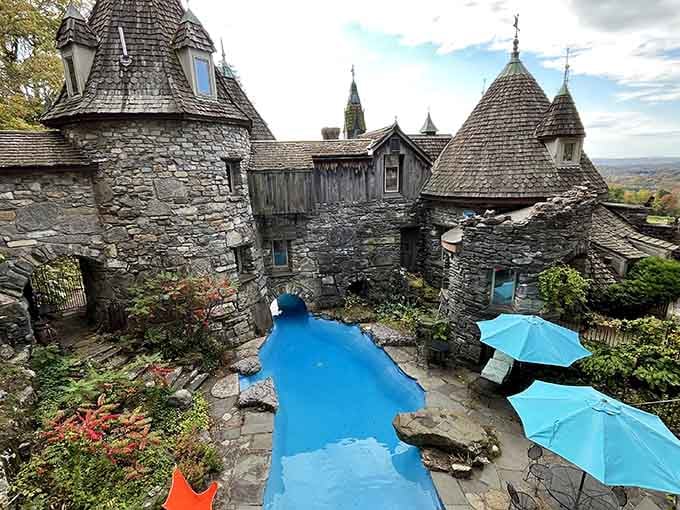 Multiple turrets reaching skyward like something straight out of a storybook, except this fairy tale is absolutely real.