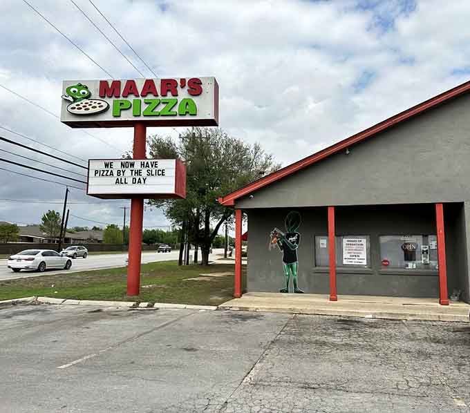 From the outside, Maar's looks like your friendly neighborhood pizza spot with a cosmic secret waiting inside.