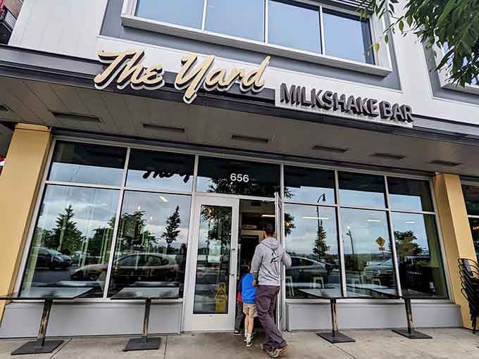 The Yard Milkshake Bar's clean, bold storefront in Vancouver is your first clue that something extraordinary waits inside.