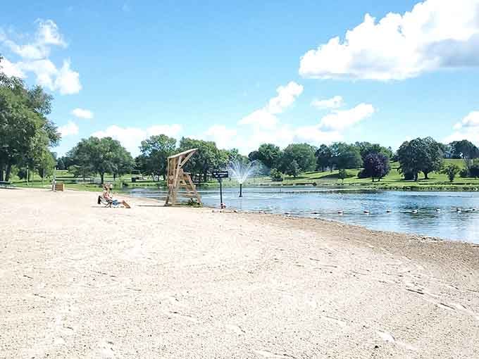 That sandy beach and sparkling water prove Wisconsin doesn't need an ocean to deliver paradise.
