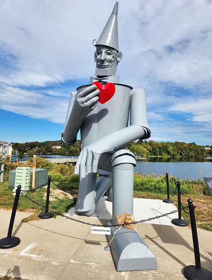 There he is in all his metallic glory, proving that Hart, Michigan knows how to make a statement by the water.