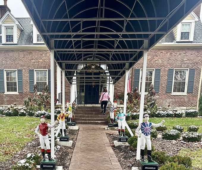 Those jockey statues lining the walkway aren't just charming; they're your honor guard into an unforgettable dining experience.