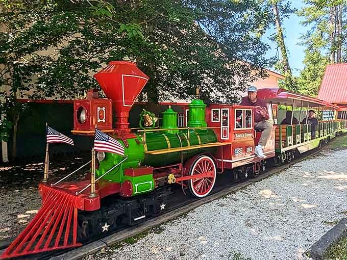 Hop aboard the festive train for a cheerful ride through the park, perfect for creating lasting memories with the family.