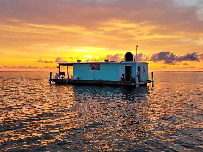 That turquoise glow against a Texas sunset isn't a mirage, it's your floating home for the night.