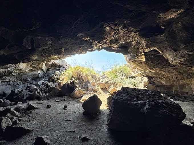 Looking back toward daylight from inside reveals why these tubes feel like portals to another world entirely.
